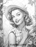 55 Autumn Pin Up Girls Grayscale Coloring Pages Printable for Adults ...