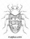 42 Steampunk Bugs Grayscale Coloring Pages Printable for Adults, PDF F ...