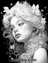 50 Starlight Fairy Grayscale Coloring Pages for Adults, Printable PDF ...