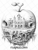 60 Miniworld in the Apple Grayscale Coloring Pages Printable for Adult ...
