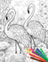 Flamingo Oasis Grayscale Coloring Pages Printable for Adults, PDF File ...