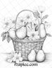 40 Fruit Basket Grayscale Coloring Pages Printable for Adults, PDF Fil ...