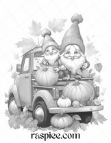 40 Fall Gnomes Grayscale Coloring Pages Printable for Adults Kids, PDF ...