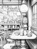 50 Cozy Coffee Shop Grayscale Coloring Pages Printable for Adults, PDF ...