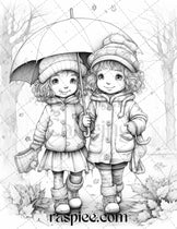 40 Rainy Autumn Day Grayscale Coloring Pages Printable for Adults and ...