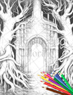 40 Magical Forest Gates Grayscale Coloring Pages Printable for Adults ...