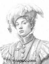 50 Baroque Man Portrait Grayscale Graysale Coloring Pages Printable fo ...
