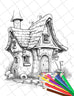 40 Stone Cottage Houses Grayscale Coloring Pages Printable for Adults ...