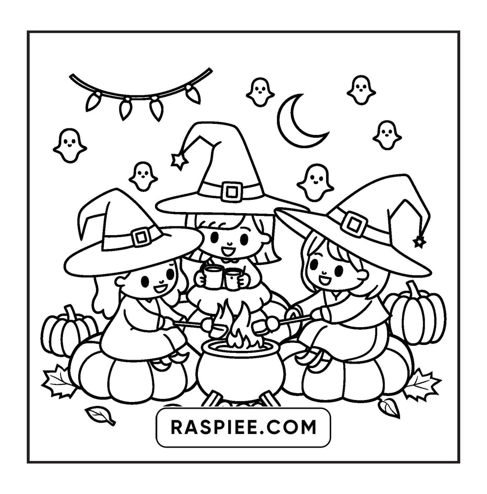 117 Bold and Easy Spooky Besties Halloween Coloring Pages – RASPIEE