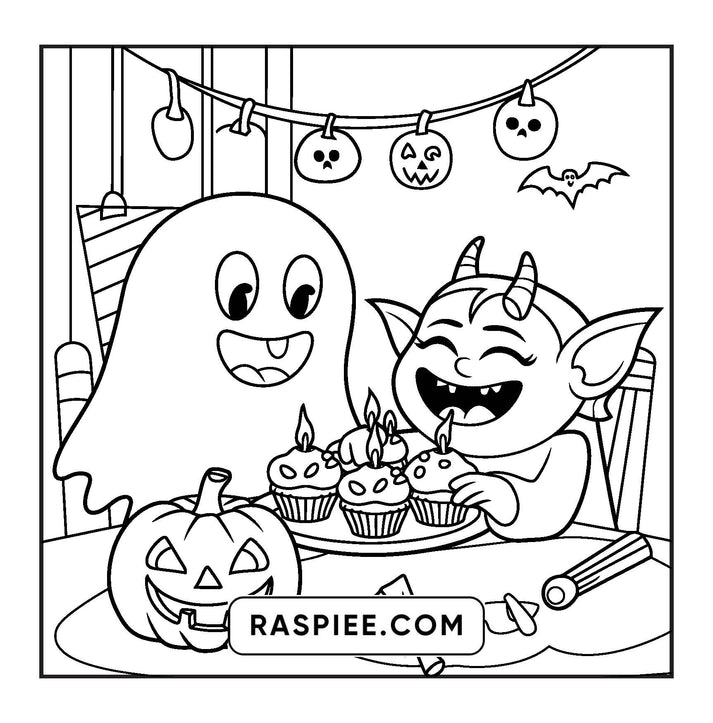 117 Bold and Easy Spooky Besties Halloween Coloring Pages – RASPIEE