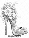 40 Flower Wedding Shoes Grayscale Coloring Pages Printable for Adults ...