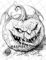 Spooky Pumpkin Halloween Adult Coloring Pages Printable PDF Instant Do ...