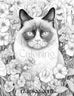 50 Grumpy Cat Grayscale Coloring Pages Printable for Adults, PDF File ...