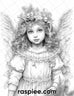 55 Christmas Angel Grayscale Coloring Pages for Adults, Printable PDF ...