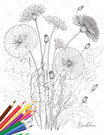 30 Botanical Flowers Printable Coloring Pages for Adults, Floral Grays ...