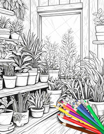 38 Indoor Houseplants Coloring Pages Printable for Adults, Grayscale C ...