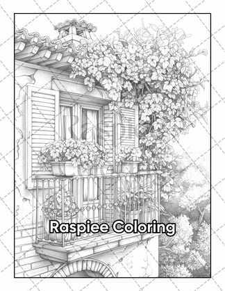 50 Balcony Garden Adult Coloring Pages Printable PDF Instant Download ...