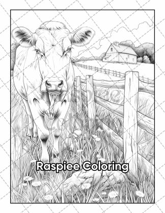 50 Country Farm Scenes Adult Coloring Pages Printable PDF Instant Down ...