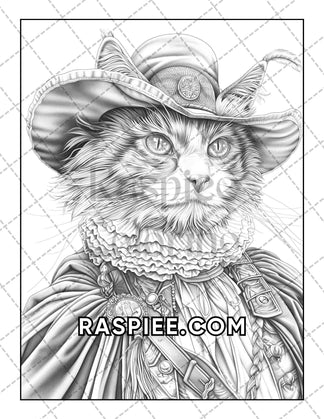 60 Cats Dressed Up Adult Coloring Pages Printable PDF Instant Download ...