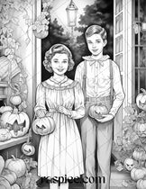 40 Vintage Halloween Trick or Treat Grayscale Coloring Pages Printable ...