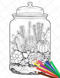 34 Enchanted Terrarium Grayscale Coloring Pages Printable for Adults ...
