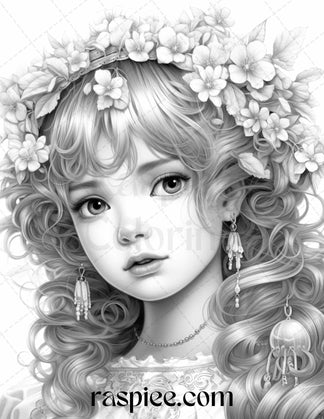 40 Cute Decora Girls Grayscale Coloring Pages Printable for Adults Kid ...