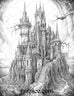 50 Haunted Castles Grayscale Coloring Pages Printable, Halloween Color ...