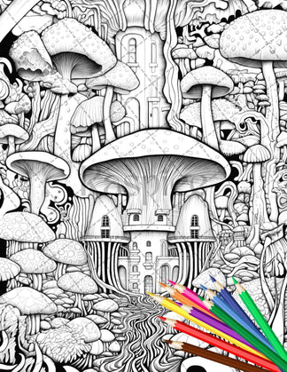Psychedelic Trippy Coloring Book Printable for Adults, Grayscale Color ...