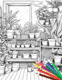 38 Indoor Houseplants Coloring Pages Printable for Adults, Grayscale C ...