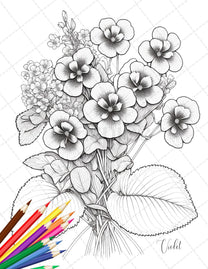 30 Botanical Flowers Printable Coloring Pages for Adults, Floral Grays ...