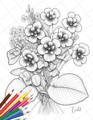 30 Botanical Flowers Printable Coloring Pages for Adults, Floral Grays ...