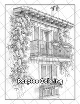 50 Balcony Garden Adult Coloring Pages Printable PDF Instant Download ...
