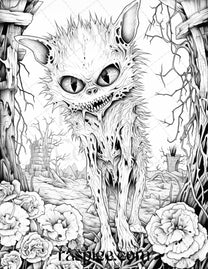 66 Horror Zombie Animals Grayscale Coloring Pages Printable for Adults ...