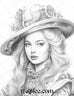 40 Baroque Women Portrait Grayscale Adult Coloring Pages Printable, PD ...