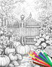 Pumpkin Garden Scenery Grayscale Coloring Pages Printable for Adults ...