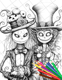 40 Scary Scarecrows Grayscale Coloring Pages Printable for Adults, Hal ...