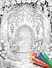 40 Magical Forest Gates Grayscale Coloring Pages Printable for Adults ...