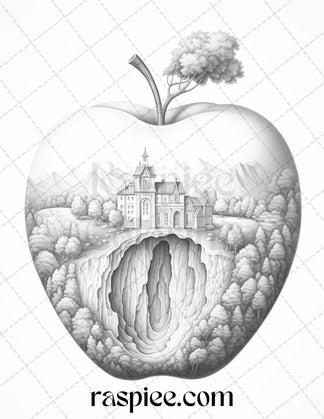 60 Miniworld in the Apple Grayscale Coloring Pages Printable for Adult ...