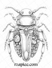 42 Steampunk Bugs Grayscale Coloring Pages Printable for Adults, PDF F ...