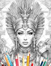 35 Ancient Egyptian Queens Coloring Book Printable for Adults, Graysca ...