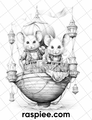 50 Enchanting Fairytale Mice Grayscale Coloring Pages Printable for Ad ...
