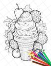 52 Printable Ice Cream Desserts Coloring Pages for Adults and Kids, Gr ...