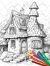 40 Stone Cottage Houses Grayscale Coloring Pages Printable for Adults ...