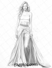 Fashion Show Grayscale Coloring Pages Printable for Adults, PDF File I ...