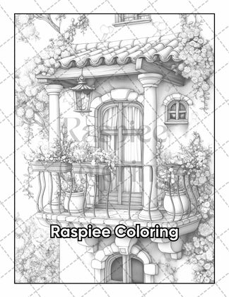 50 Balcony Garden Adult Coloring Pages Printable PDF Instant Download ...