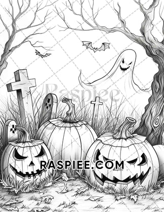 Spooky Pumpkin Halloween Adult Coloring Pages Printable PDF Instant Do ...