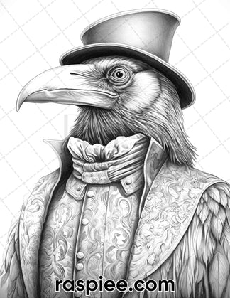 80 Gothic Animals Grayscale Adult Coloring Pages, Printable PDF Instan ...