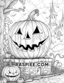 Spooky Pumpkin Halloween Adult Coloring Pages Printable PDF Instant Do ...