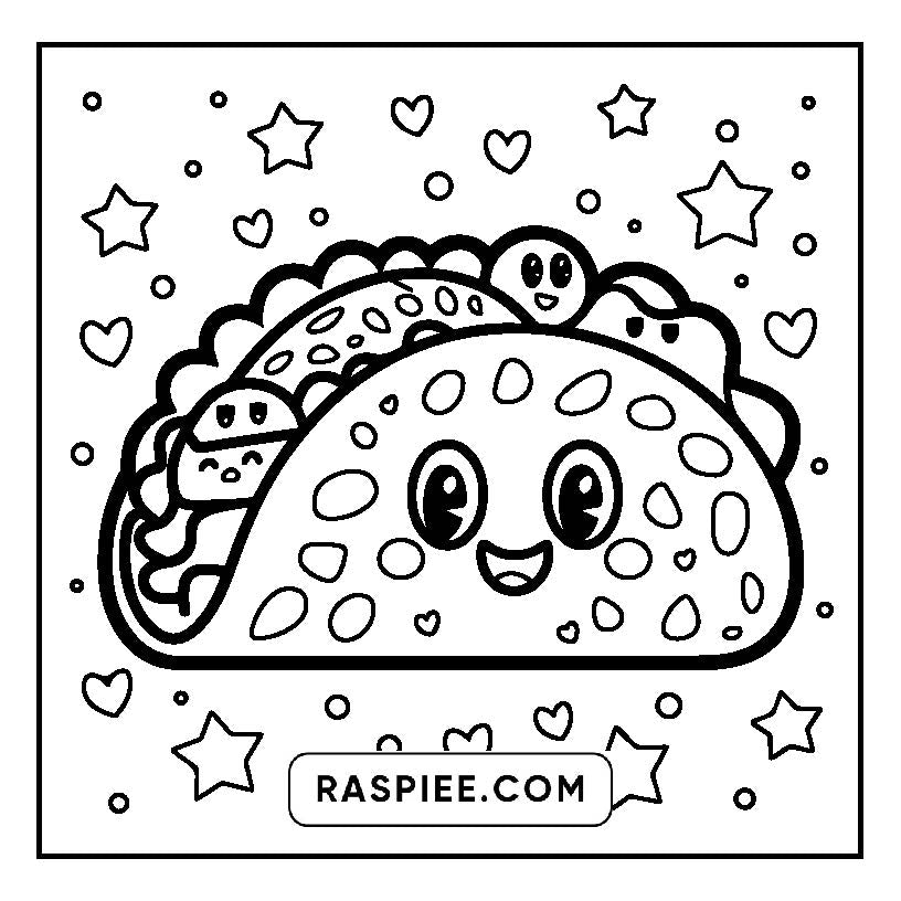 160 Bold and Easy Kawaii Food Coloring Pages for Kids & Adults – RASPIEE