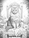 50 Royal King Cat Grayscale Coloring Pages for Adults, Printable PDF I ...